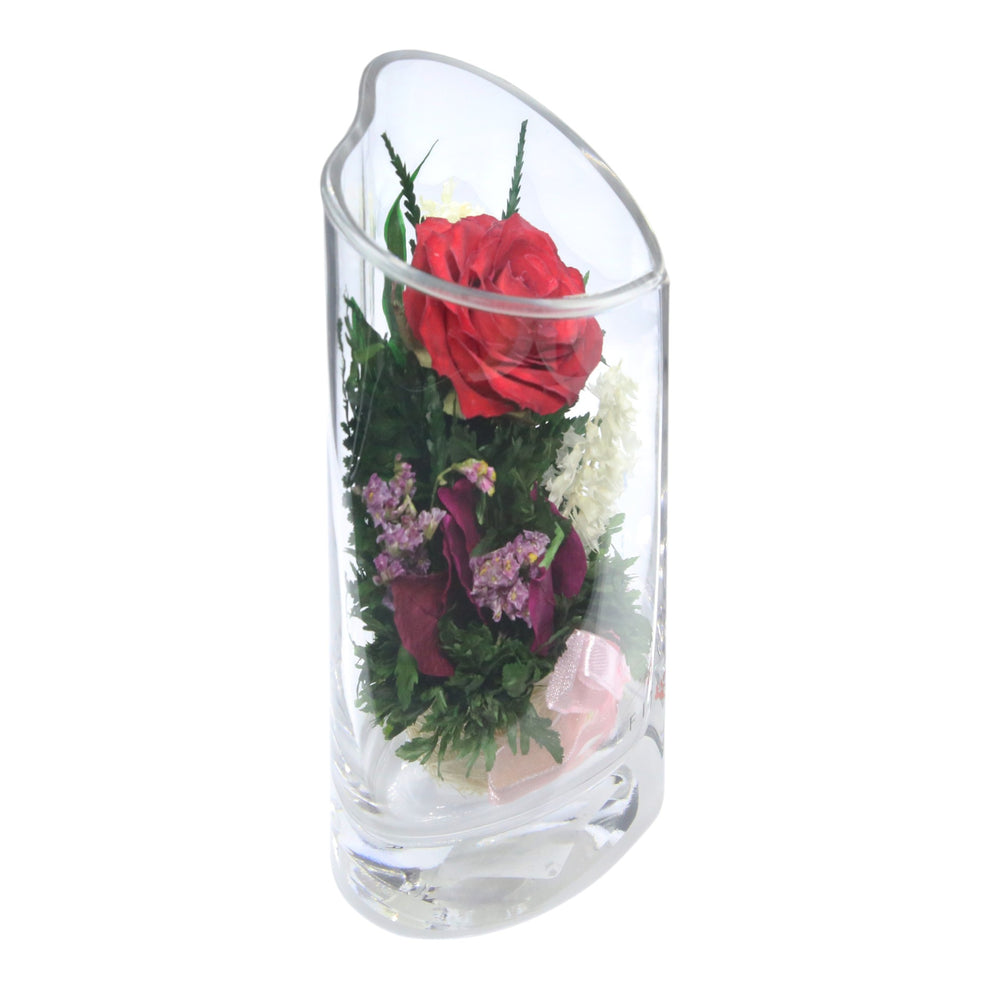 Romantic Red Rose in Heart-Shaped Glass Vase – FIORA FLOWER