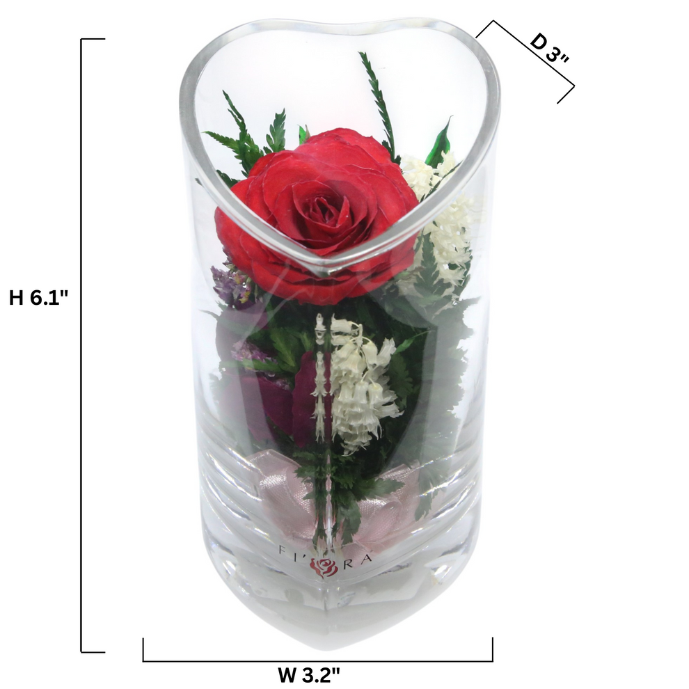 Romantic Red Rose in Heart-Shaped Glass Vase – FIORA FLOWER
